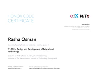 Design and Development of Educational Technology Certificate | PDF