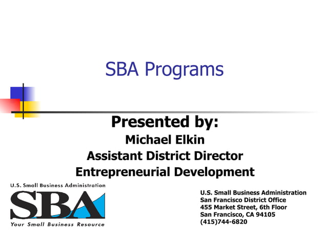 SBA programs | PPT | Business Banking & Finance | Business