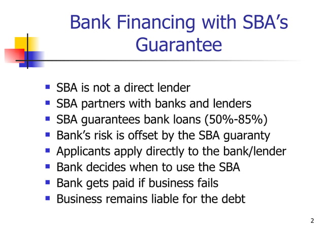 SBA programs | PPT | Business Banking & Finance | Business