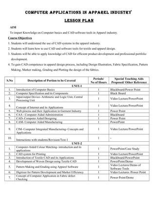 Caai lesson plan | DOC | Computer Software and Applications | Computing