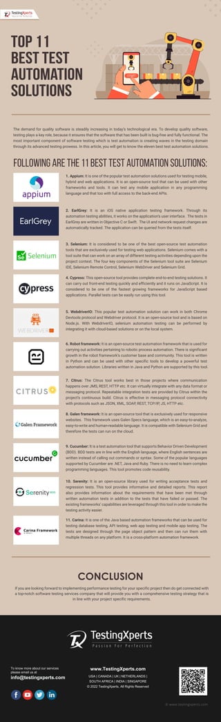 Top 11 Best Test Automation Solutions Pdf