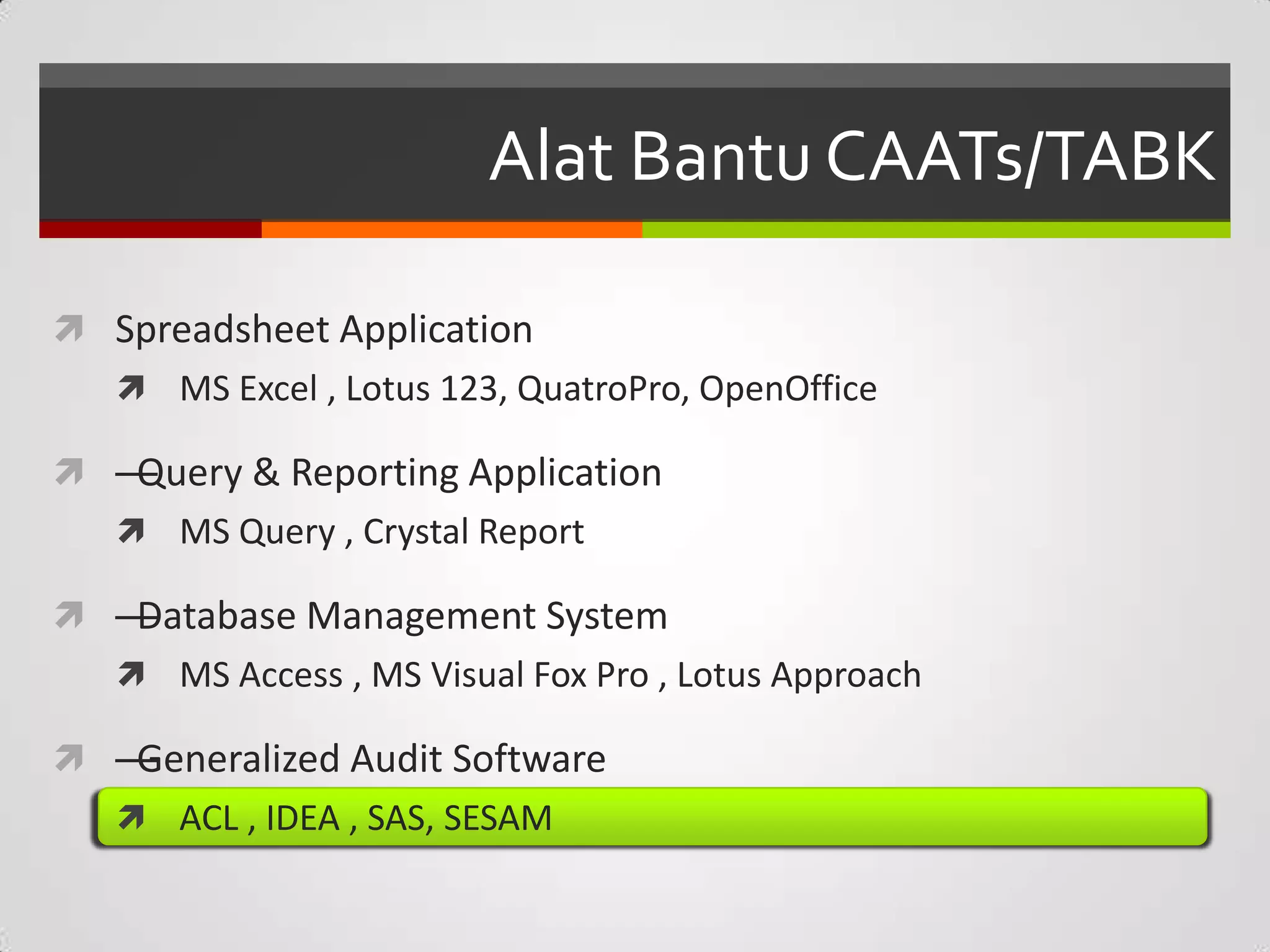COMPUTER ASSISTED AUDIT TECHNIQUES (CAATS) / TABK | PPTX