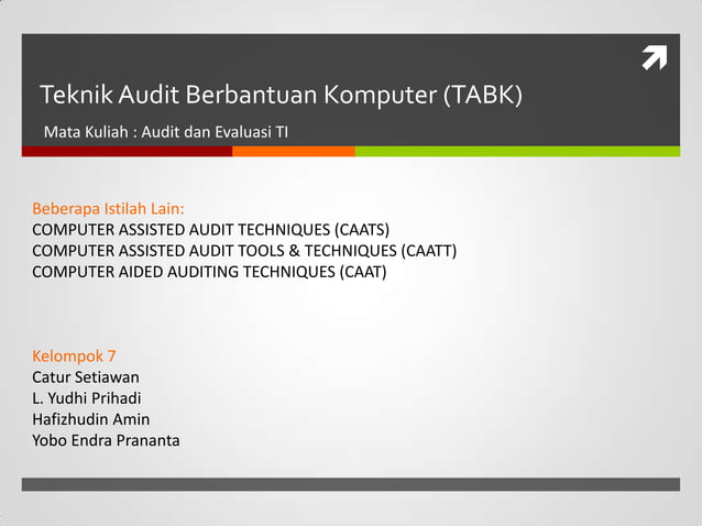 COMPUTER ASSISTED AUDIT TECHNIQUES (CAATS) / TABK | PPTX