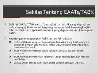 COMPUTER ASSISTED AUDIT TECHNIQUES (CAATS) / TABK | PPTX