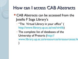 How to use CAB Direct | PPT | Free Download