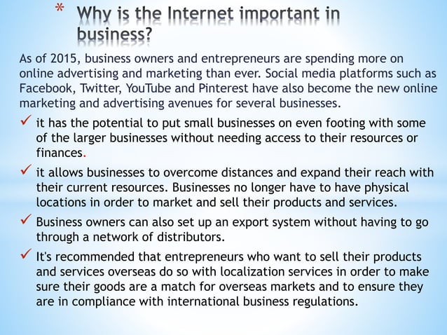 INTERNET IN BUSINESS | PPT
