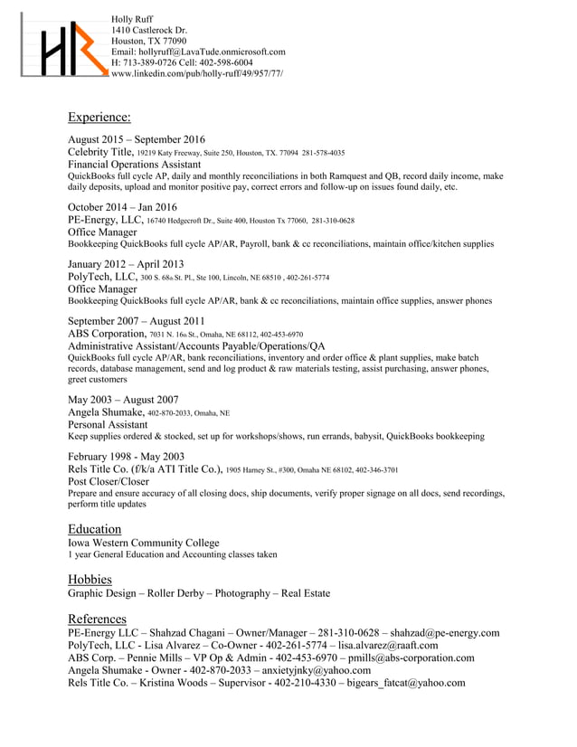 Holly Ruff Resume