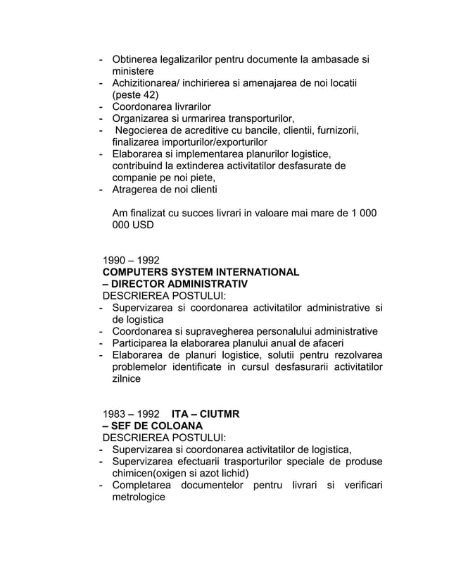 CV Paul Uberti romana cu poza | PDF