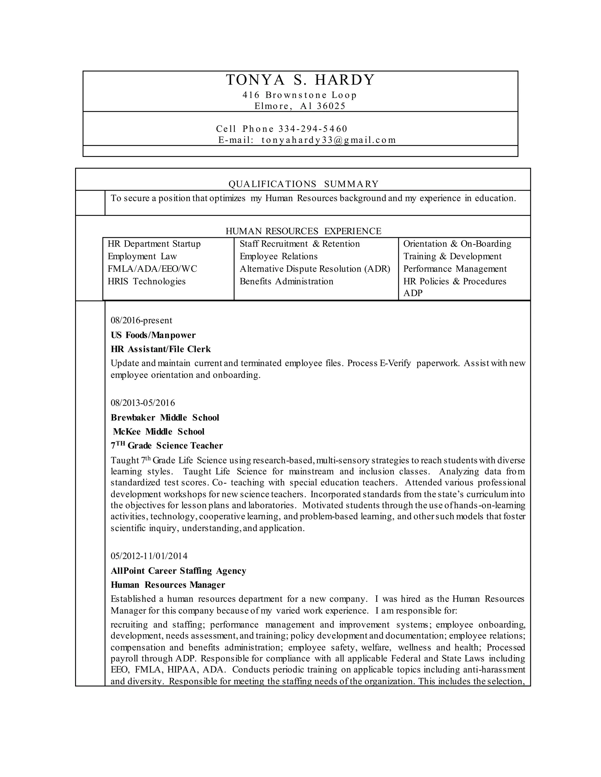 TonyaHardyresume | DOCX