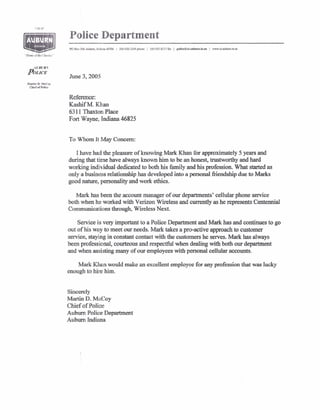 Reference Letter Chief McCoy | PDF