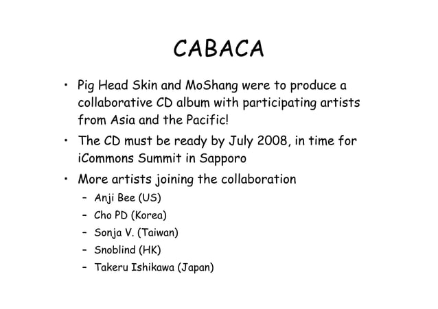 CABACA: The "CC Asia Band" Album | PPT