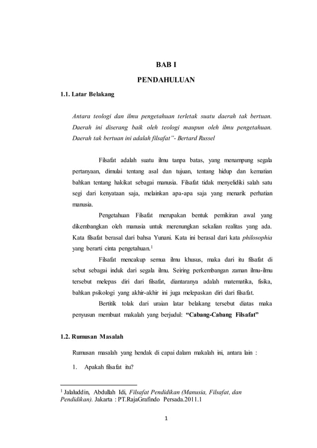 Cabang Filsafat Pendidikan | DOCX