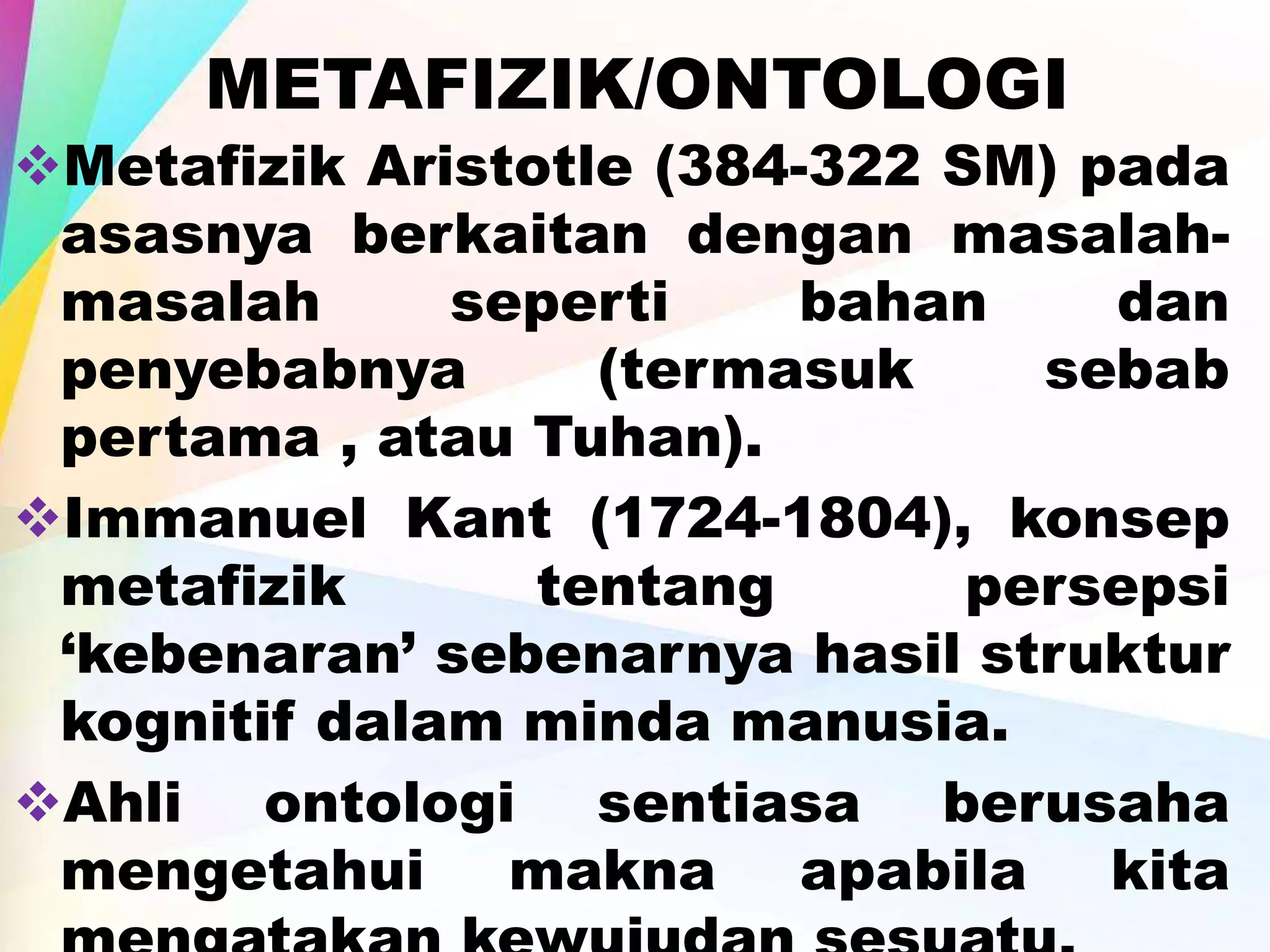 Cabang-cabang falsafah menurut pandangan ahli falsafah barat | PPTX