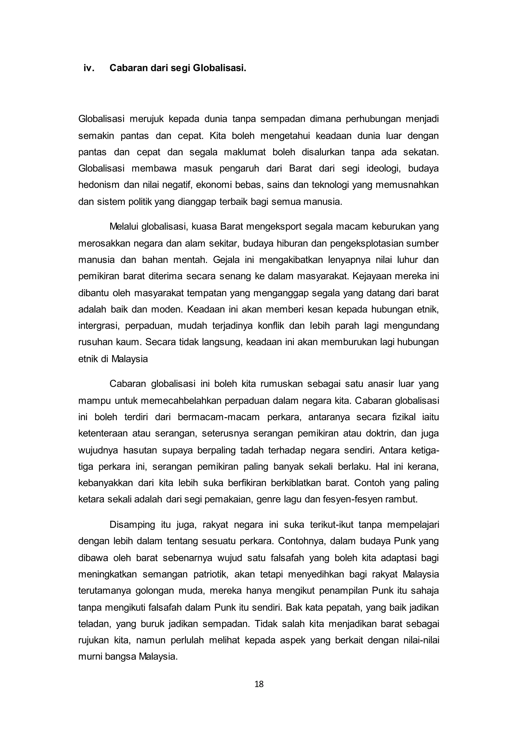 Cabaran cabaran dalam mengeratkan hubungan etnik | DOCX