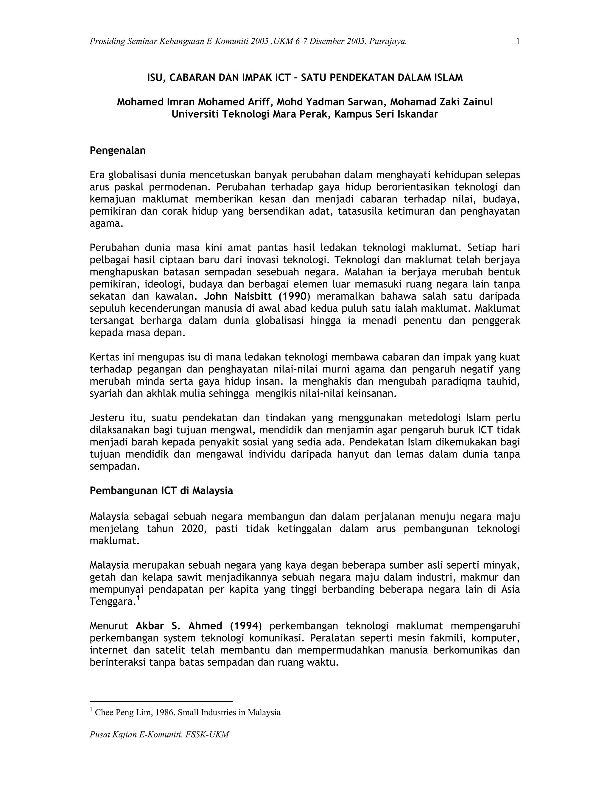 Cabaran dan impak ict terhadap bangsa | PDF