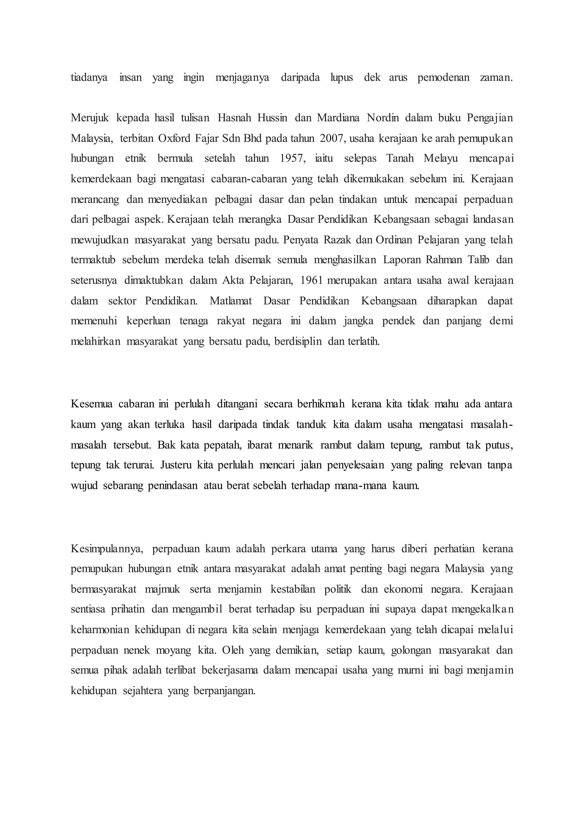 Cabaran etnik di malaysia | DOCX