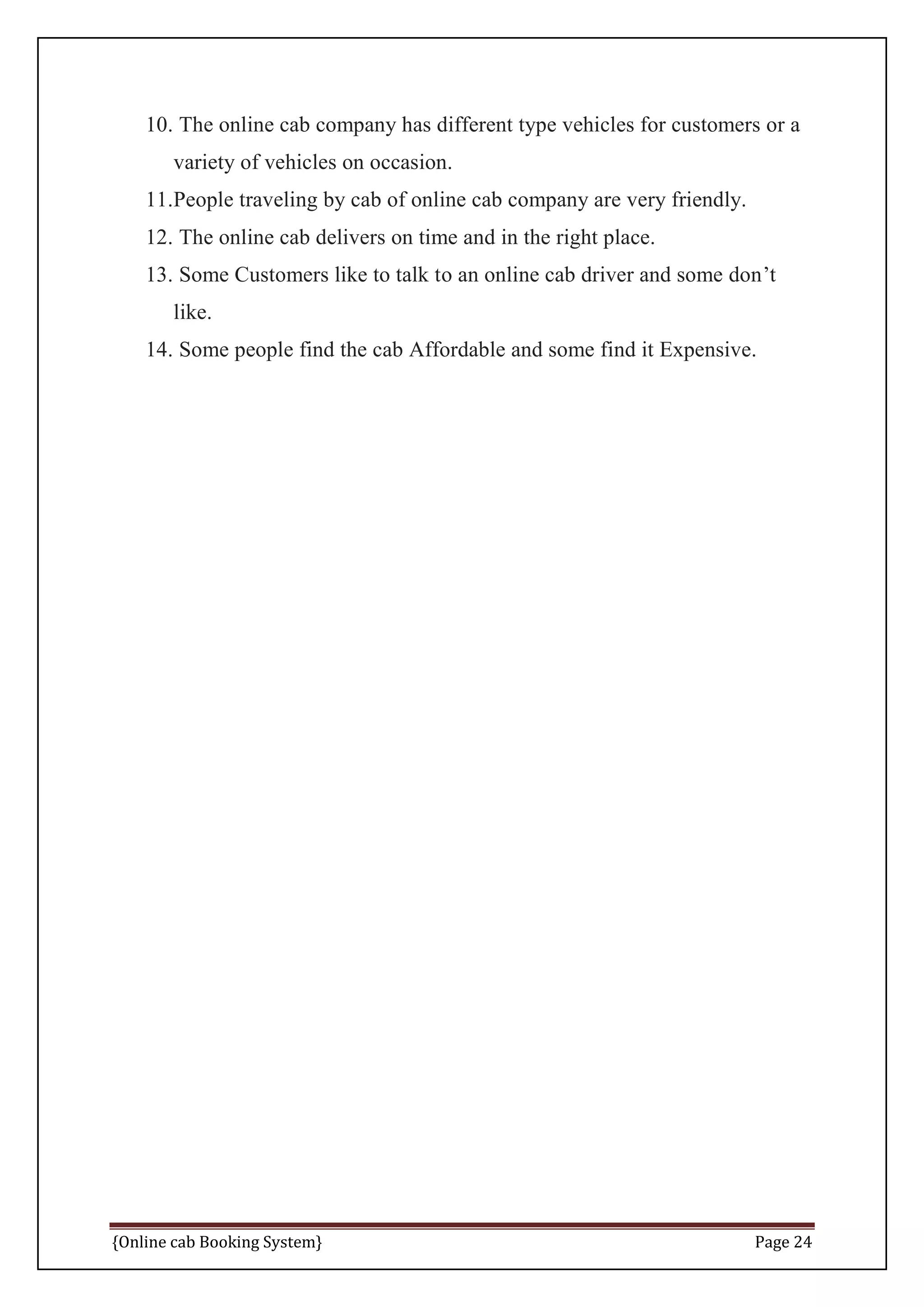 Online Cab Booking System Final Report | PDF