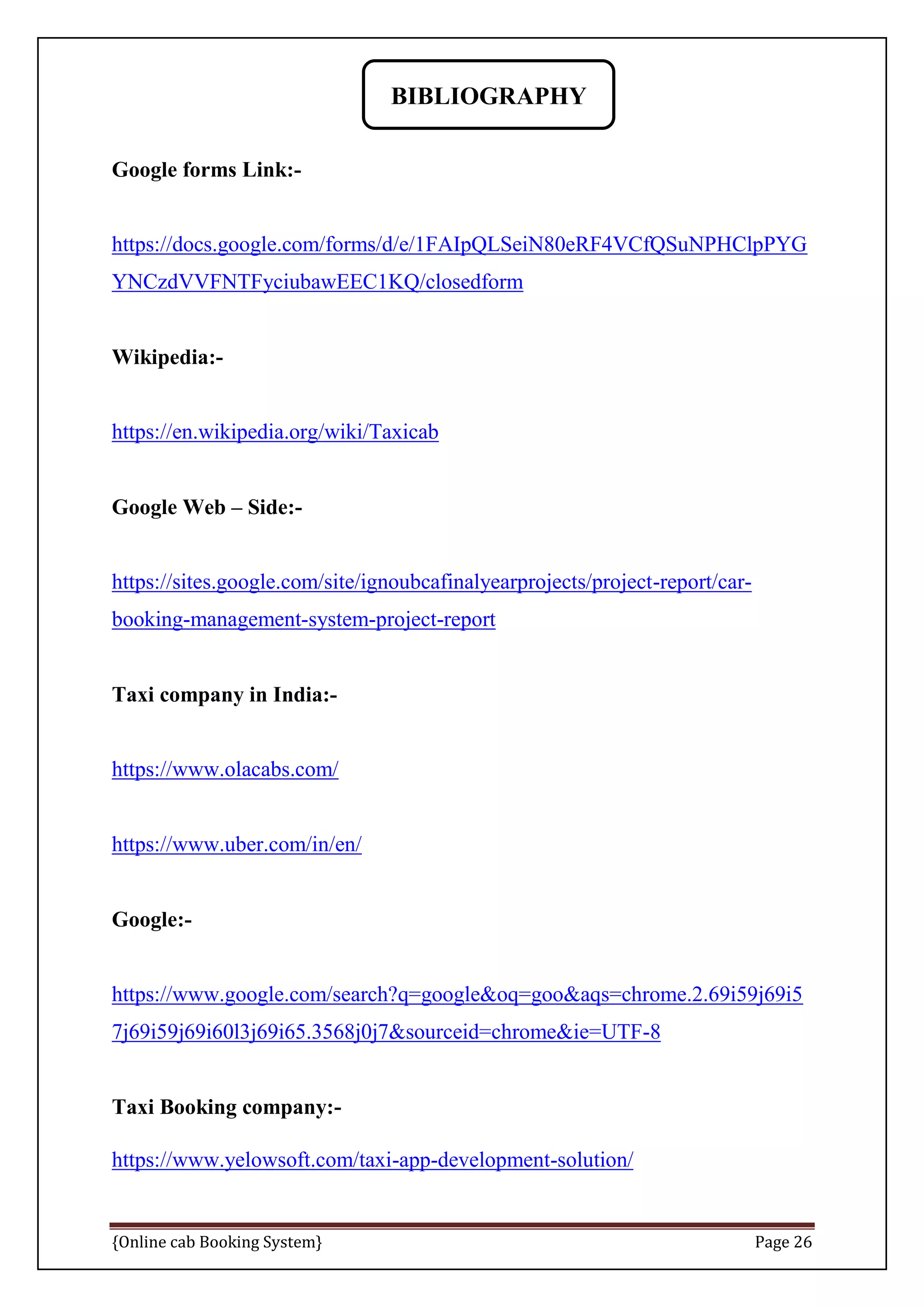 Online Cab Booking System Final Report | PDF