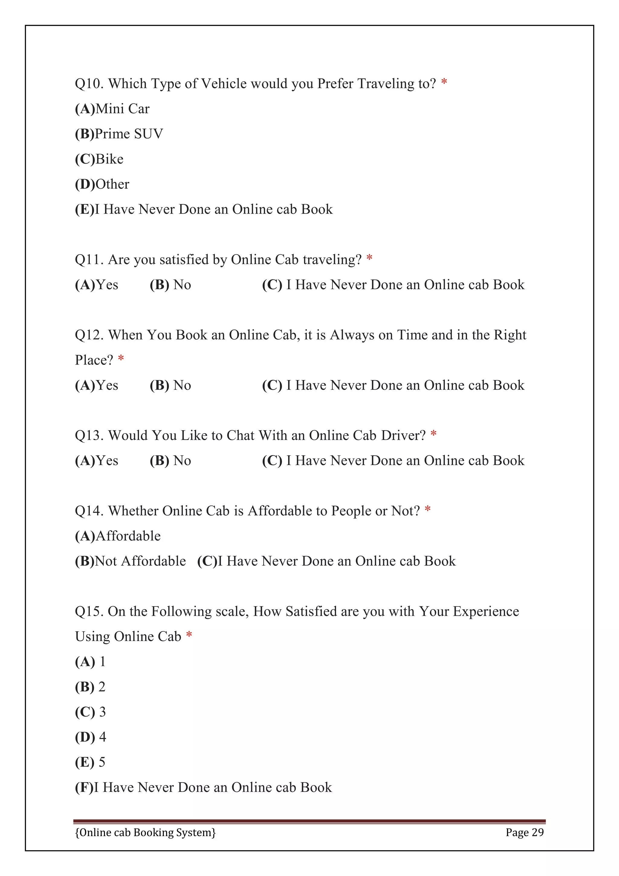 Online Cab Booking System Final Report | PDF