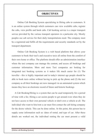 Online Cab Booking System Final Report | PDF