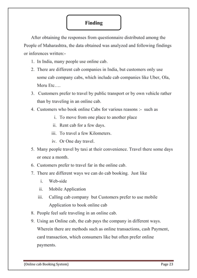 Online Cab Booking System Final Report | PDF