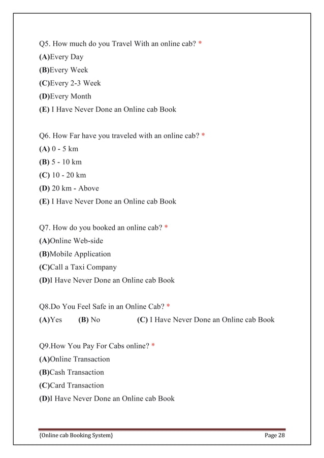 Online Cab Booking System Final Report | PDF