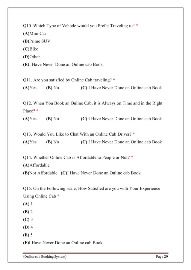 Online Cab Booking System Final Report | PDF