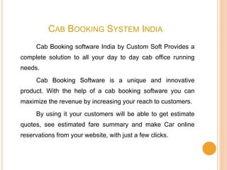 Cab booking system india | PPTX