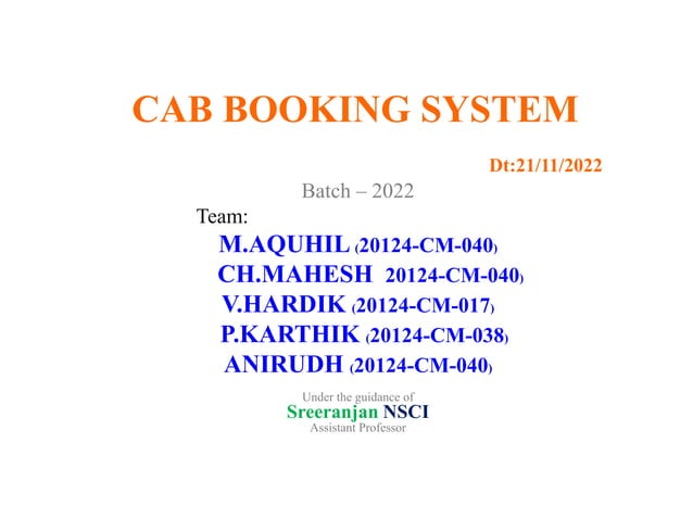 cab booking system ppt.pptx | Computing | Technology & Computing