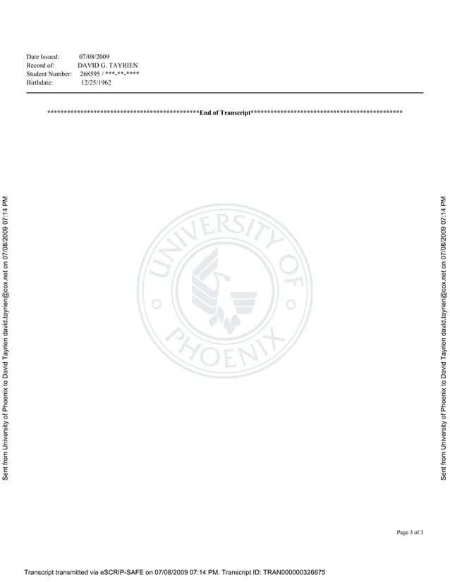 uopOfficialcompleted-transcript | PDF | Business | Business and Finance