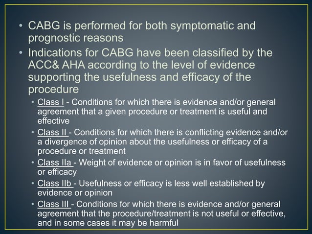 Cabg indications | PPTX | Heart and Cardiovascular Diseases | Diseases ...