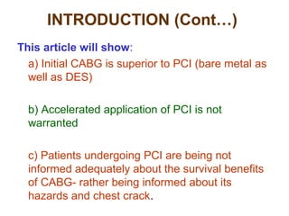 CABG is superior to DES (Stent) in MVD - Journal Review | PPT