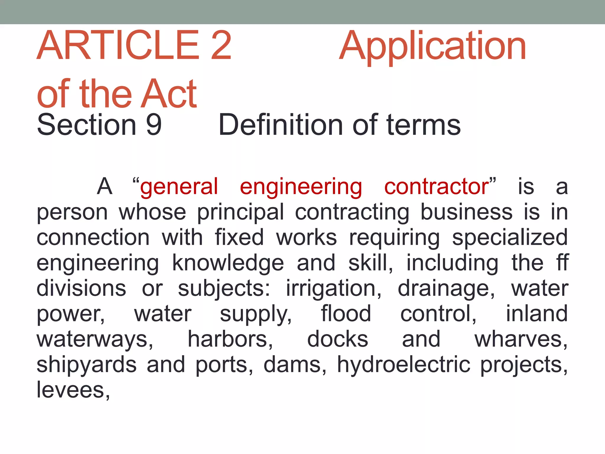 Philippine Licensing Board for Contractors Act by Cabilogan, Eryl Kean R. (RA 4566) | PPTX