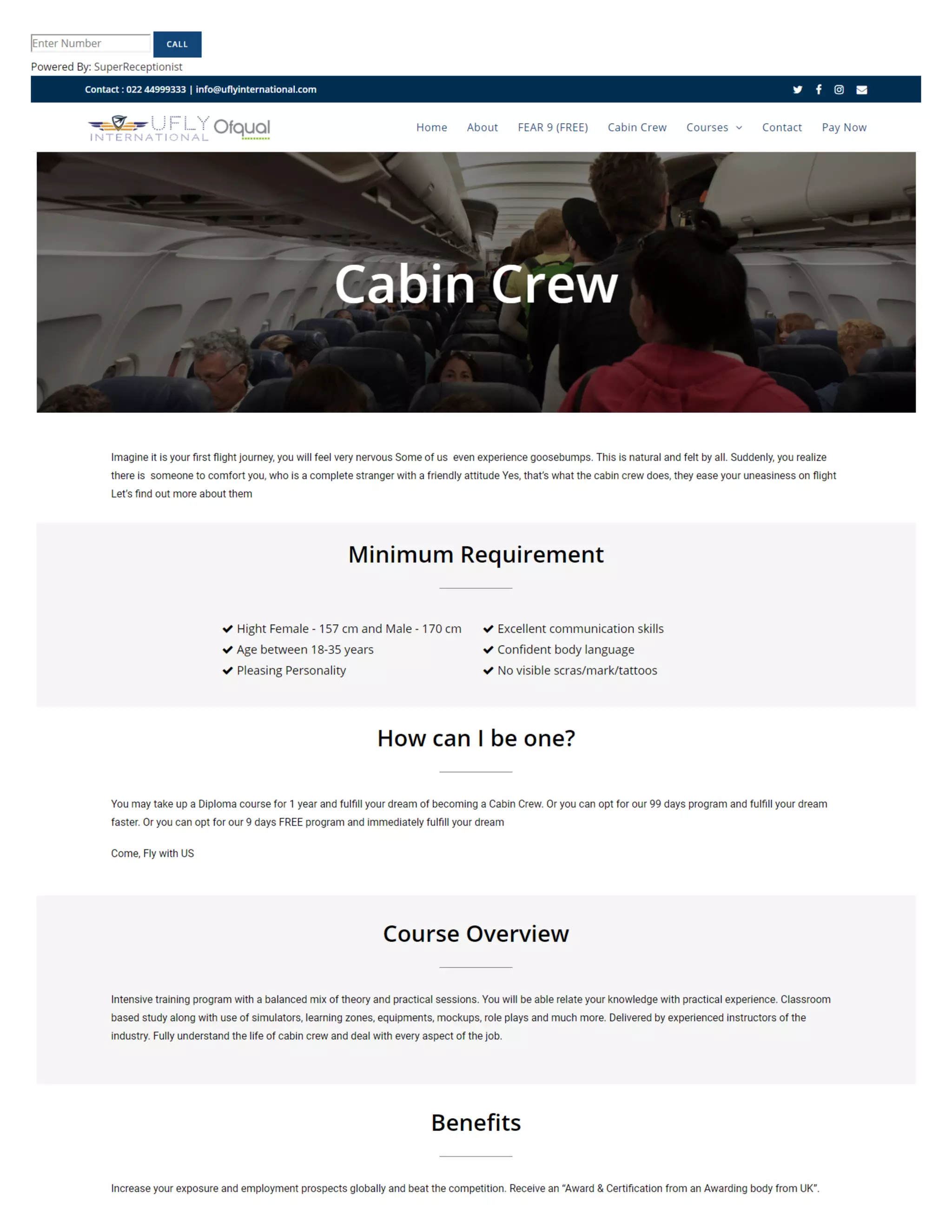 U FLY AVIATION ACDEMY - Cabin Crew Training Courses | PDF