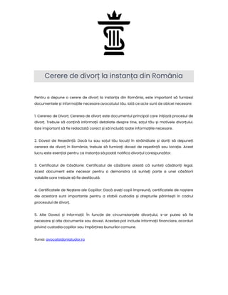 Cerere de divort la instanta din Romania | PDF
