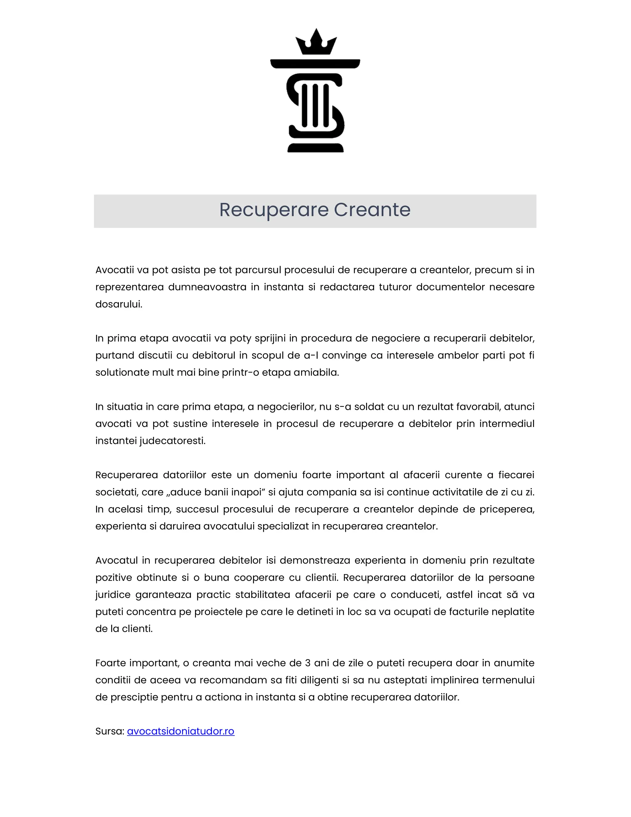 Avocat Recuperare Creante | PDF
