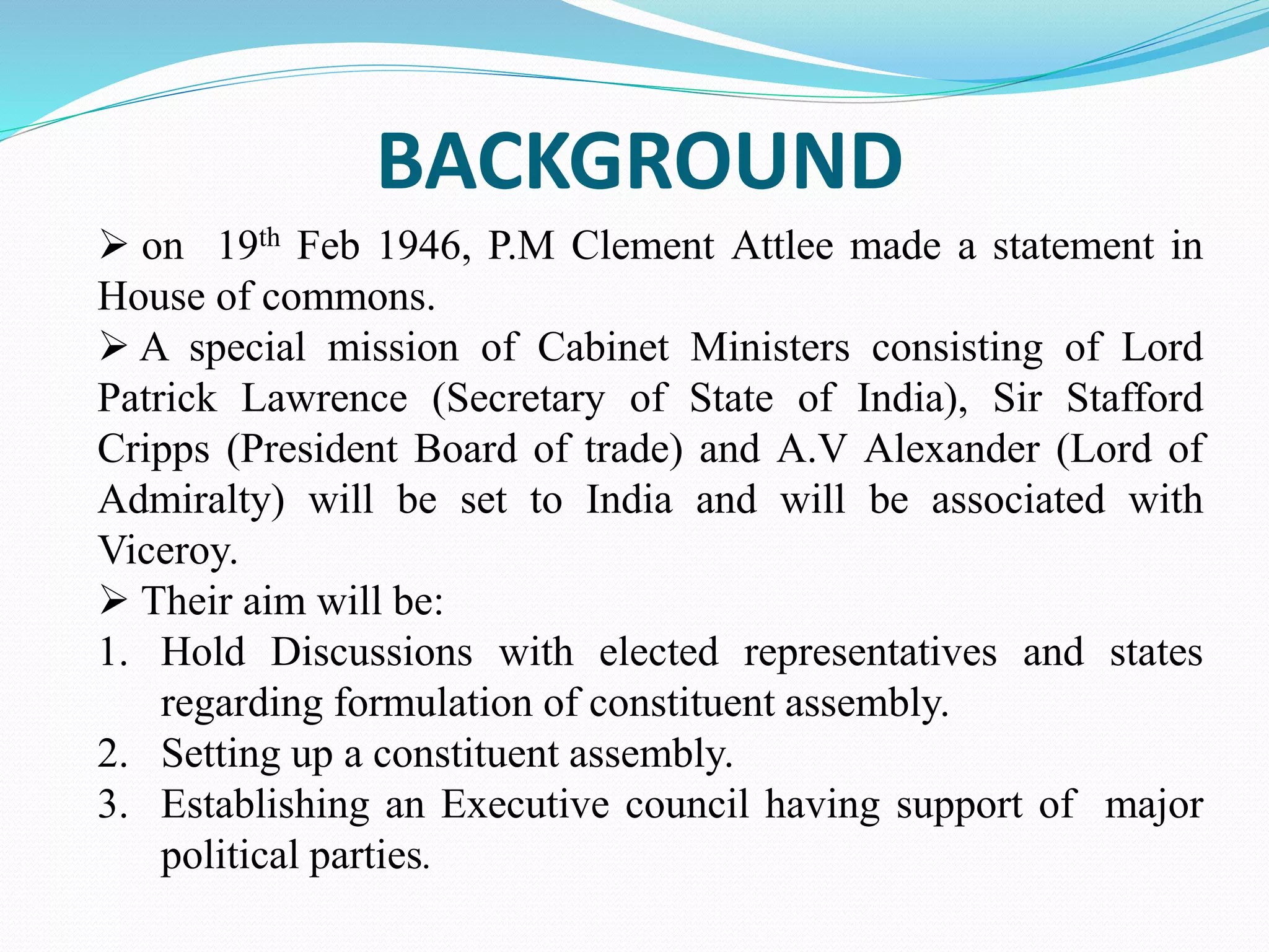 Cabinet mission plan and simla conference | PPTX
