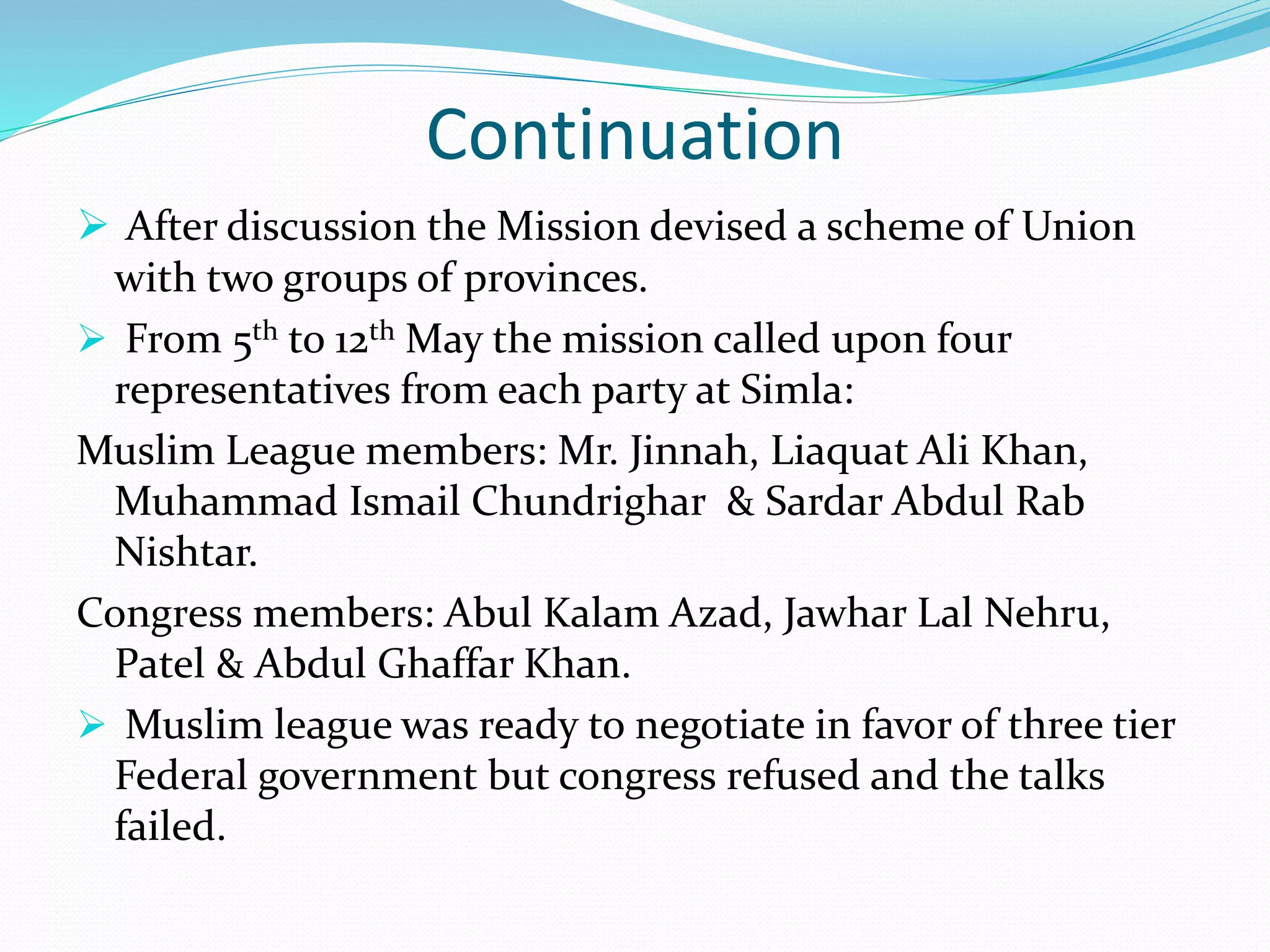 Cabinet mission plan and simla conference | PPTX