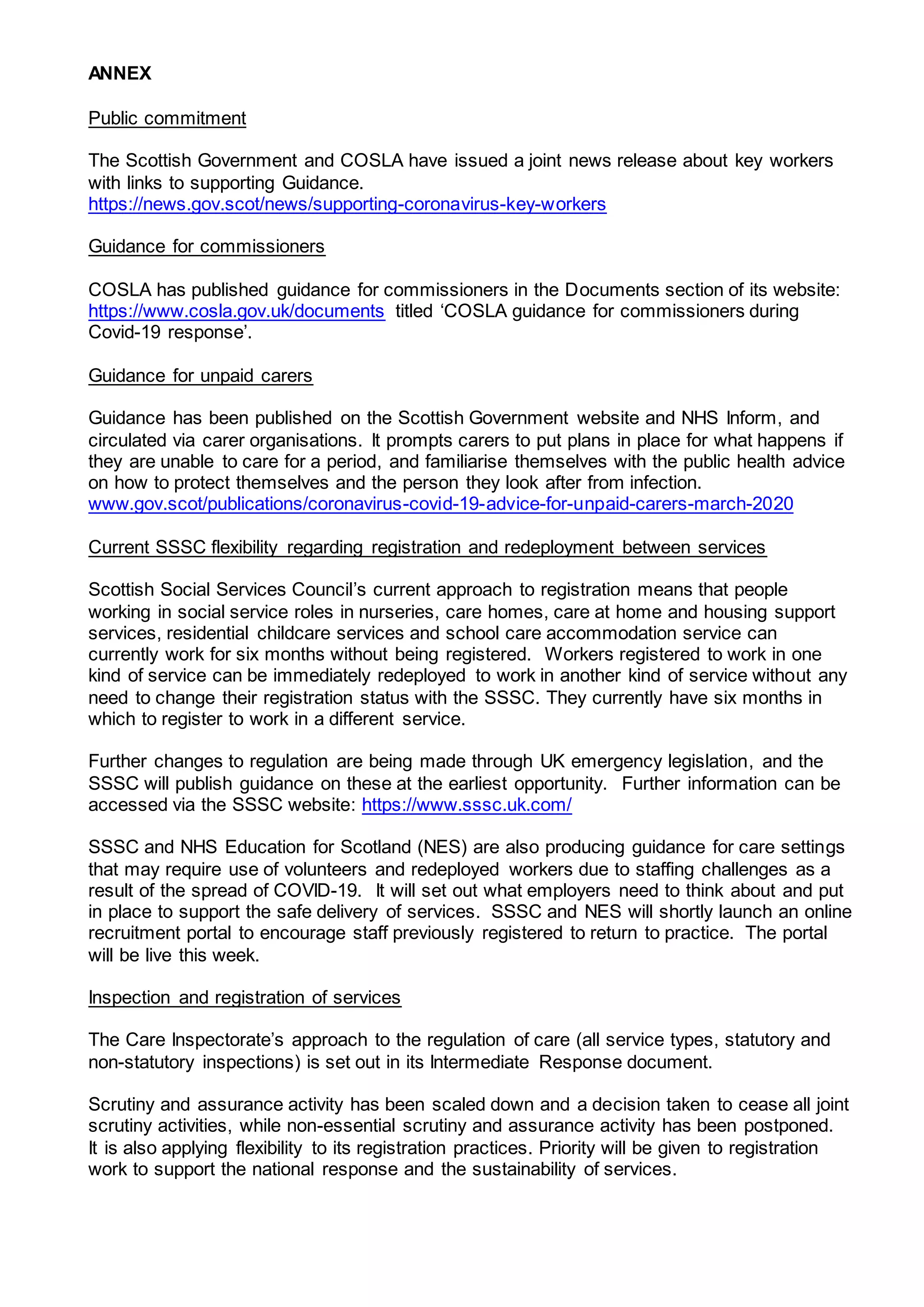 Key Worker Confirmation Letter, Scottish Government & CoSLA | PDF