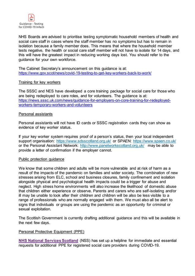 Key Worker Confirmation Letter, Scottish Government & CoSLA