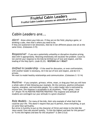 Cabin Leader Handbook | PDF