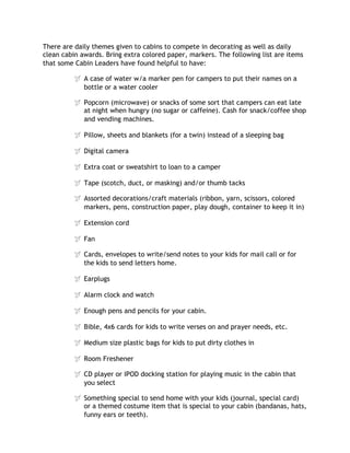 Cabin Leader Handbook | PDF