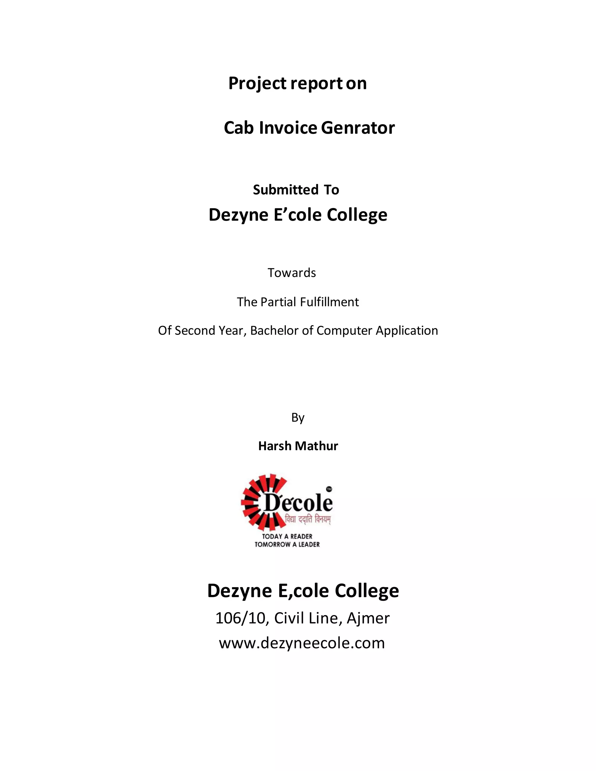 Cab invoice/cab Bill Genrater | DOCX