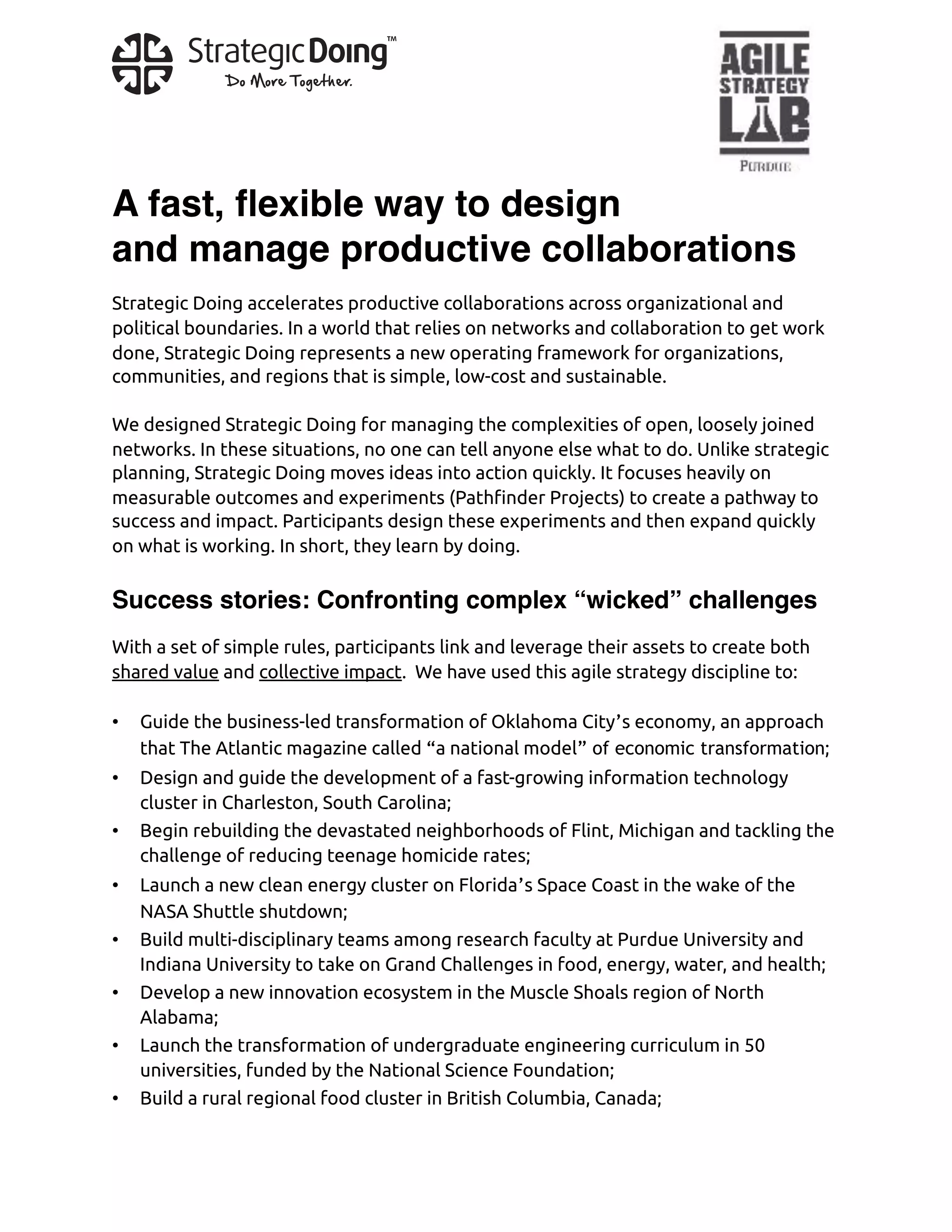 Strategic Doing Overview | PDF