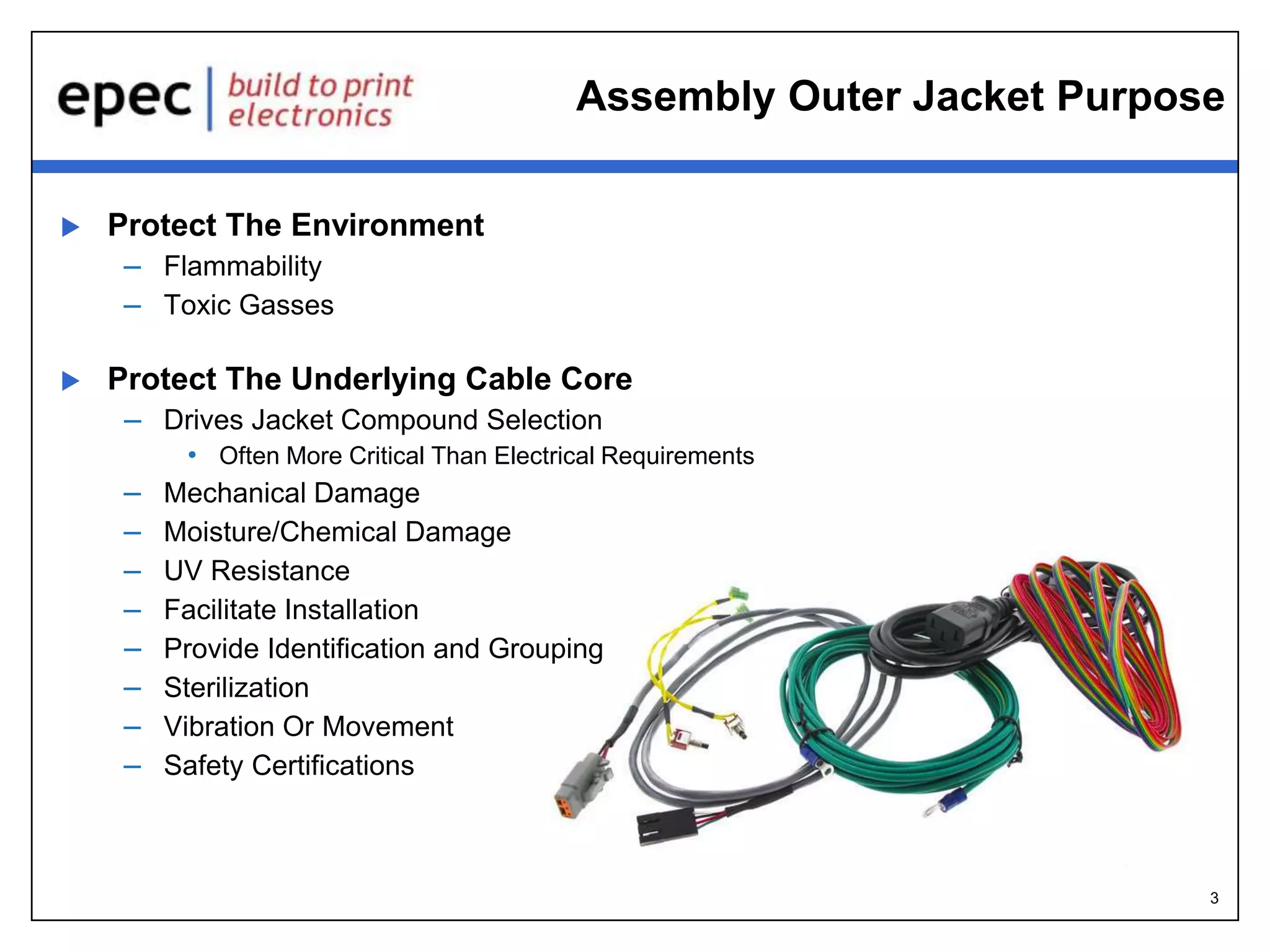 Cable Assembly Outer Jacket Performance Functions | PPT