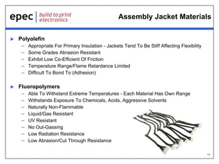 Cable Assembly Outer Jacket Performance Functions | PPT