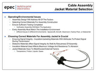 Cable Assembly Outer Jacket Performance Functions | PPT