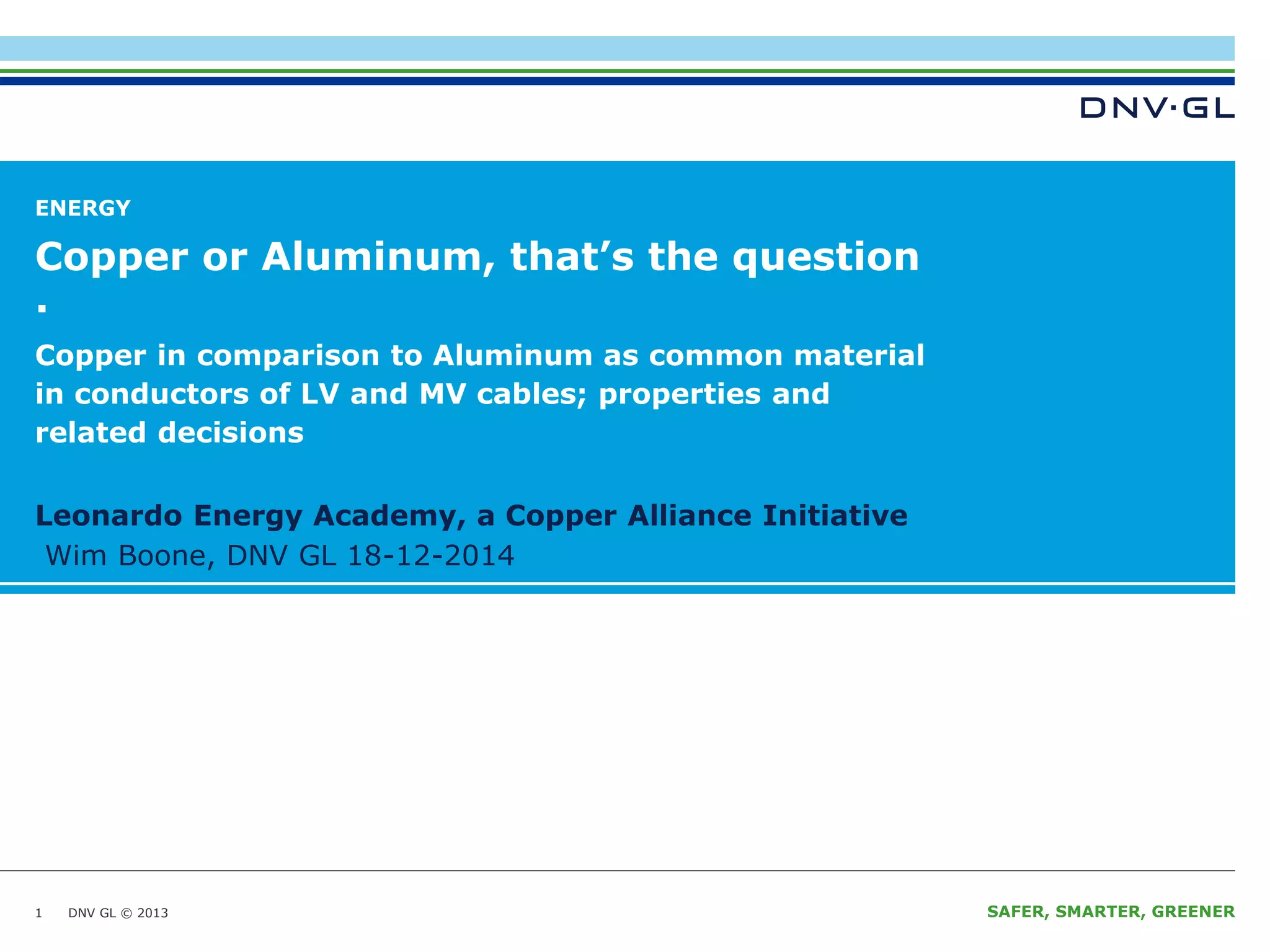 Copper or aluminium? That’s the question - Power Cable | PDF