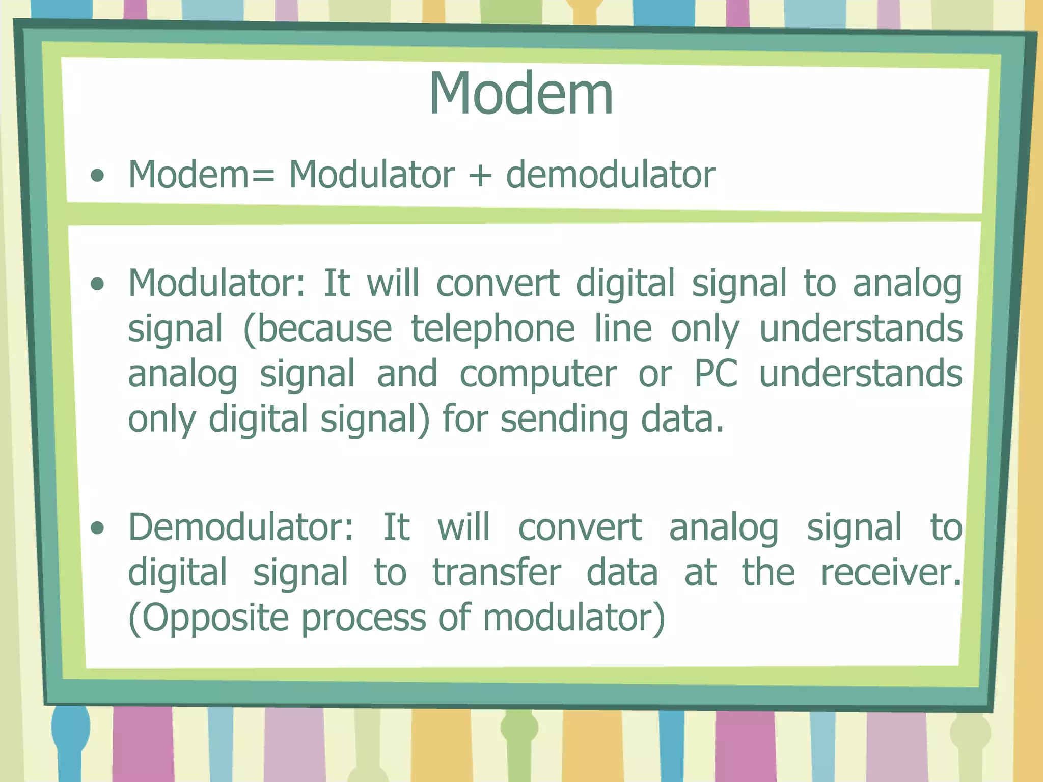 Cable connection (Dial-up, FTTH, DSL) | PPTX | Computer Networking | Computing