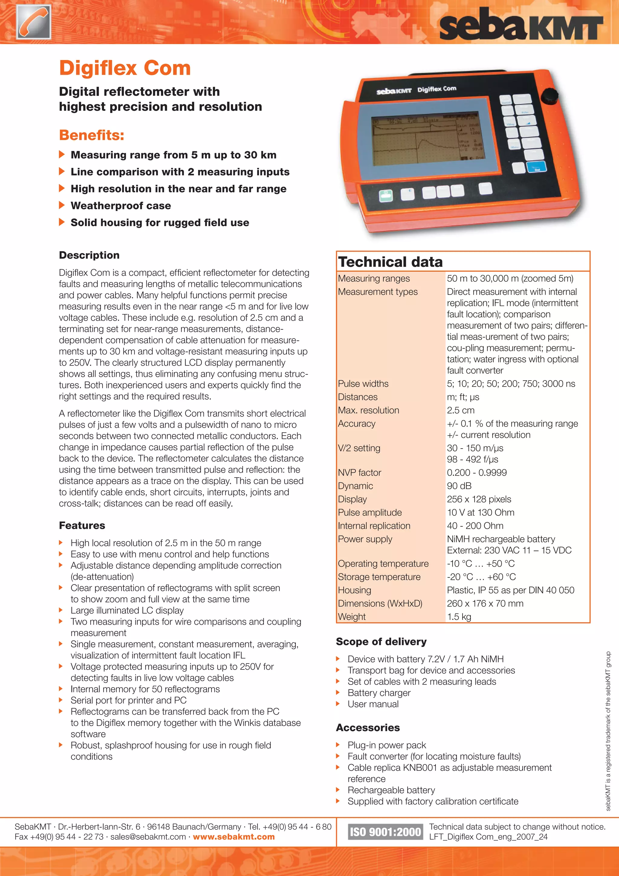 Cable Fault Location Instrument - Street Lighting - SEBA KMT Digiflex | PDF